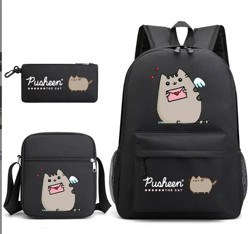 Набор рюкзак сумка пенал Пушин Pusheen (розовый, 19 литров)