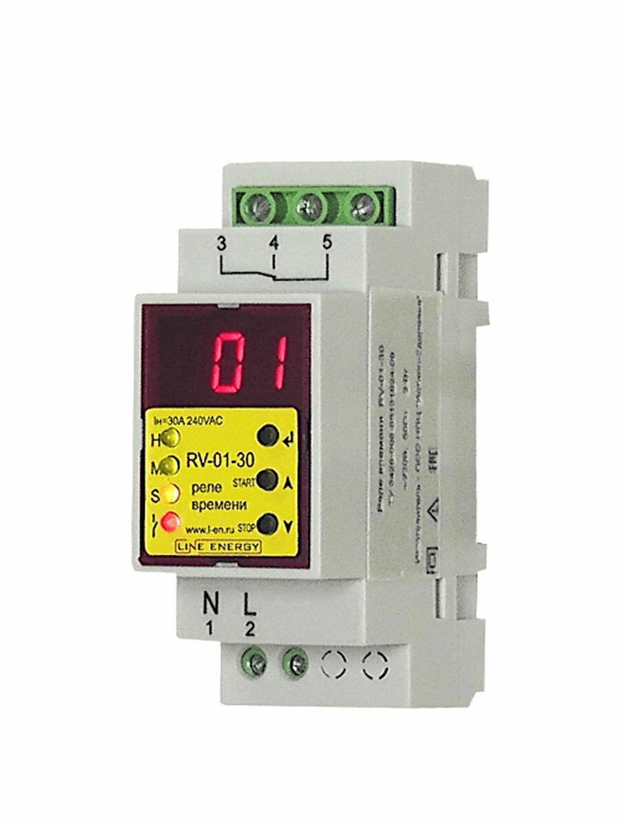 Программируемое реле времени 1п х 30A Line Energy RV-01-30 исполнение 21