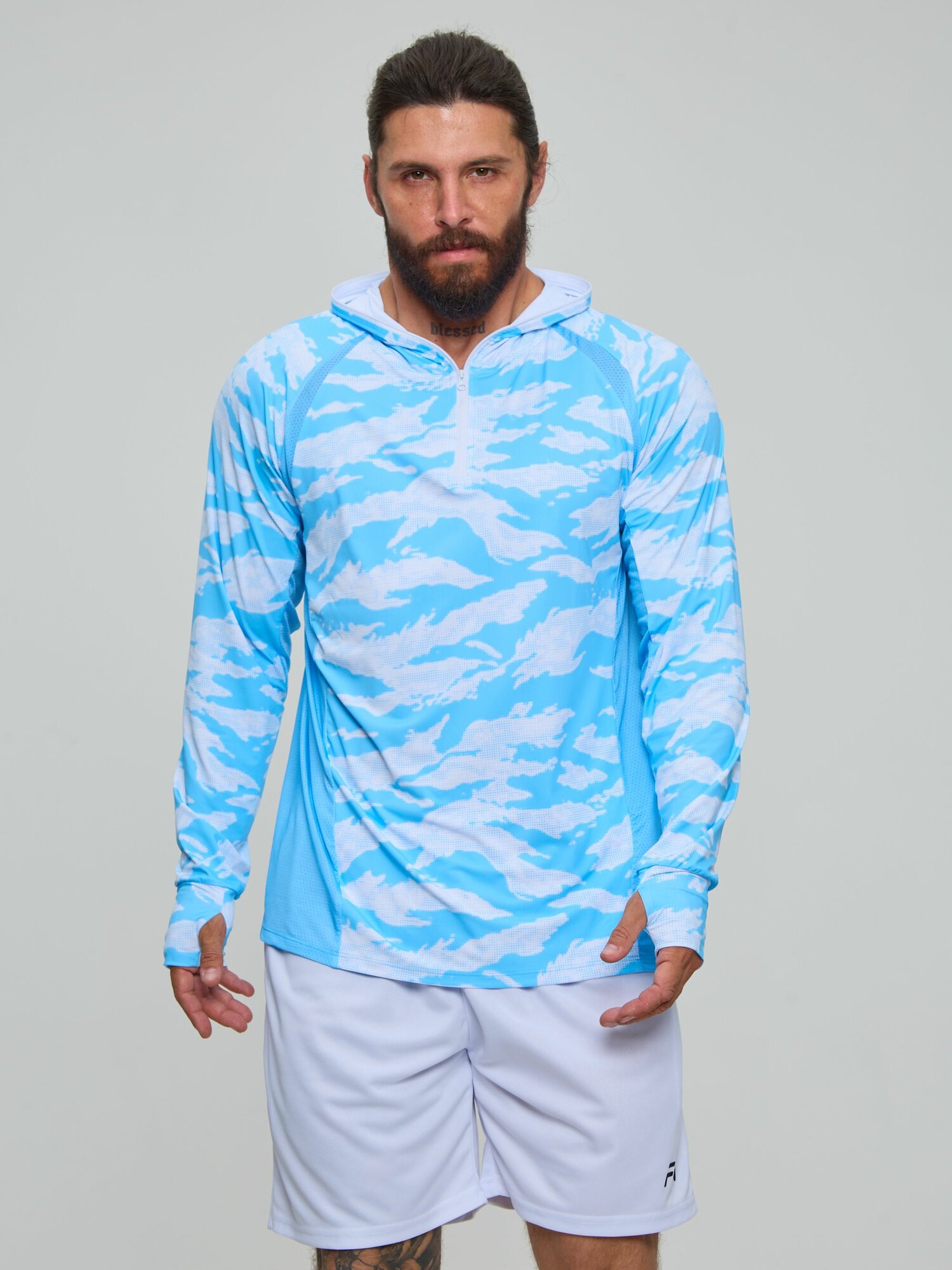 Джерси с капюшоном для рыбалки Nautilus SPF blue M (ice silk)