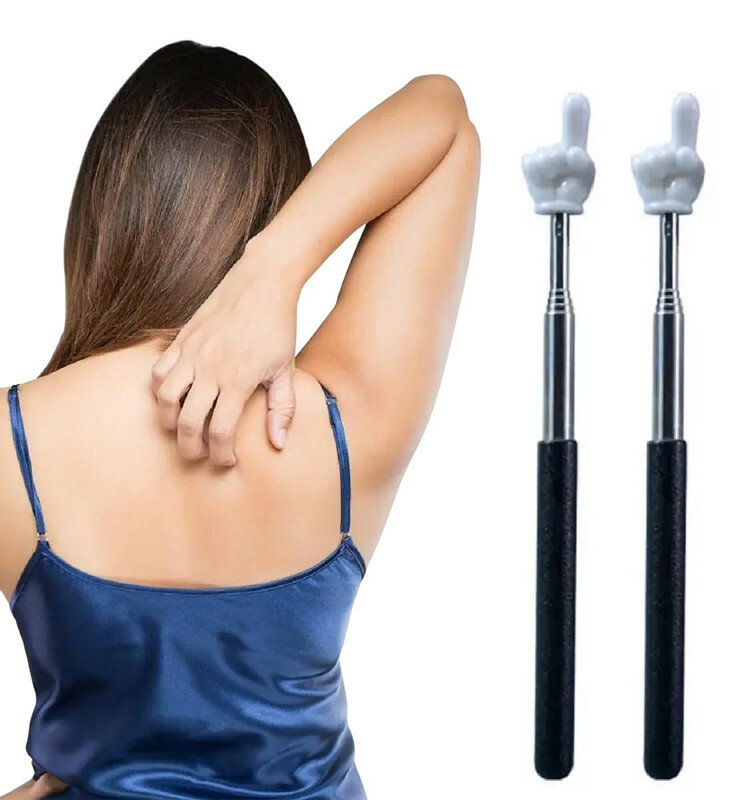 ДВЕ Чесалки рука с пальцем телескопические черно-белые