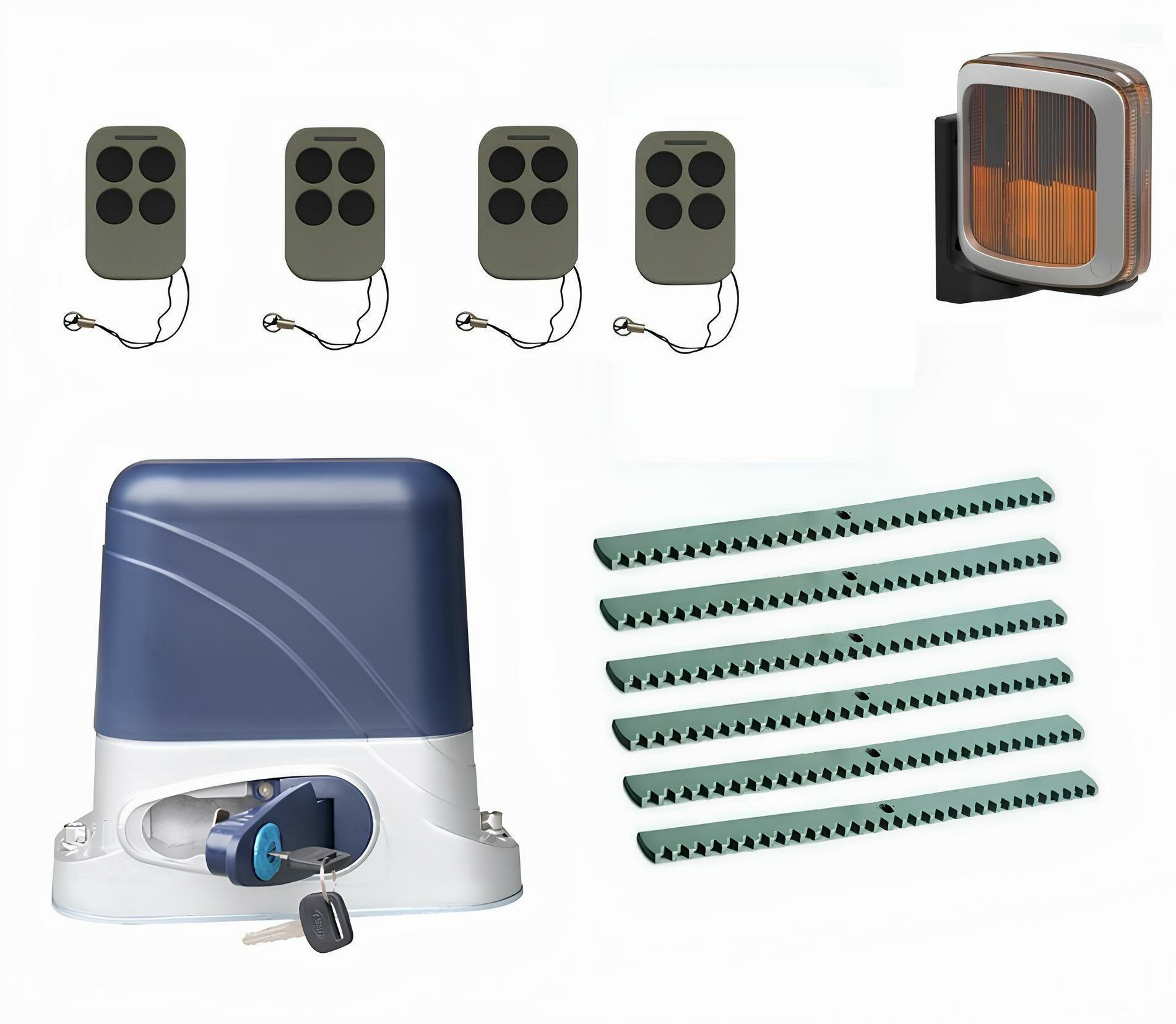 Автоматика для откатных ворот KSL-1300 KIT-L2K6-Т4, комплект: привод, 4 пульта, лампа, 6 реек
