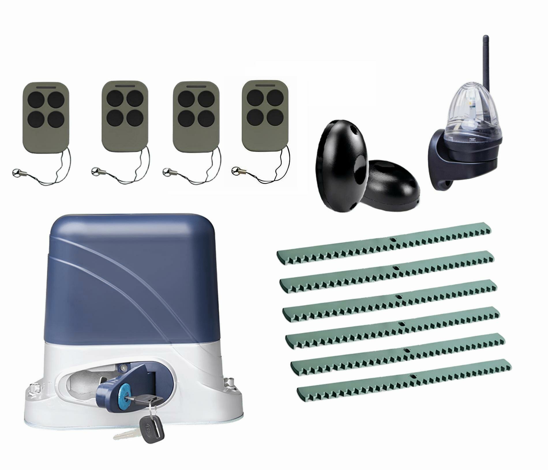 Автоматика для откатных ворот KSL-800 FULL-4K6-Т4, комплект: привод, 4 пульта, фотоэлементы, лампа, 6 реек