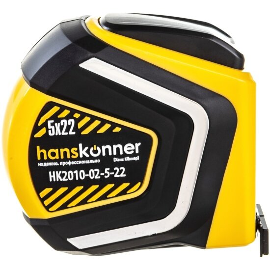 Рулетка Hanskonner HK2010-02-5-22 , 5x22, автостоп, противоударный корпус, мощный магнит