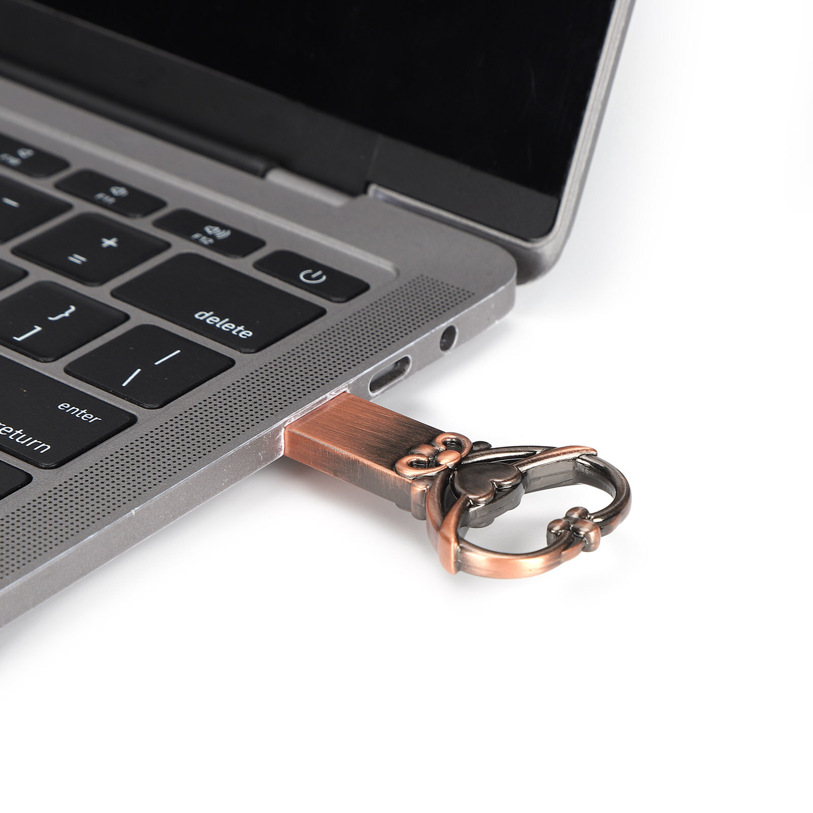 Флеш-накопитель Metal Portable Retro HeartShaped Uncovered 2.0 USB Thumb Memory Stick для хранения информации (128GB) с интерфейсом USB 2.0, совместимый с Windows 2003/XP/Vista/7/8/10/OS X/Linux, для компьютеров, автомобилей, Bluetooth-колонок,