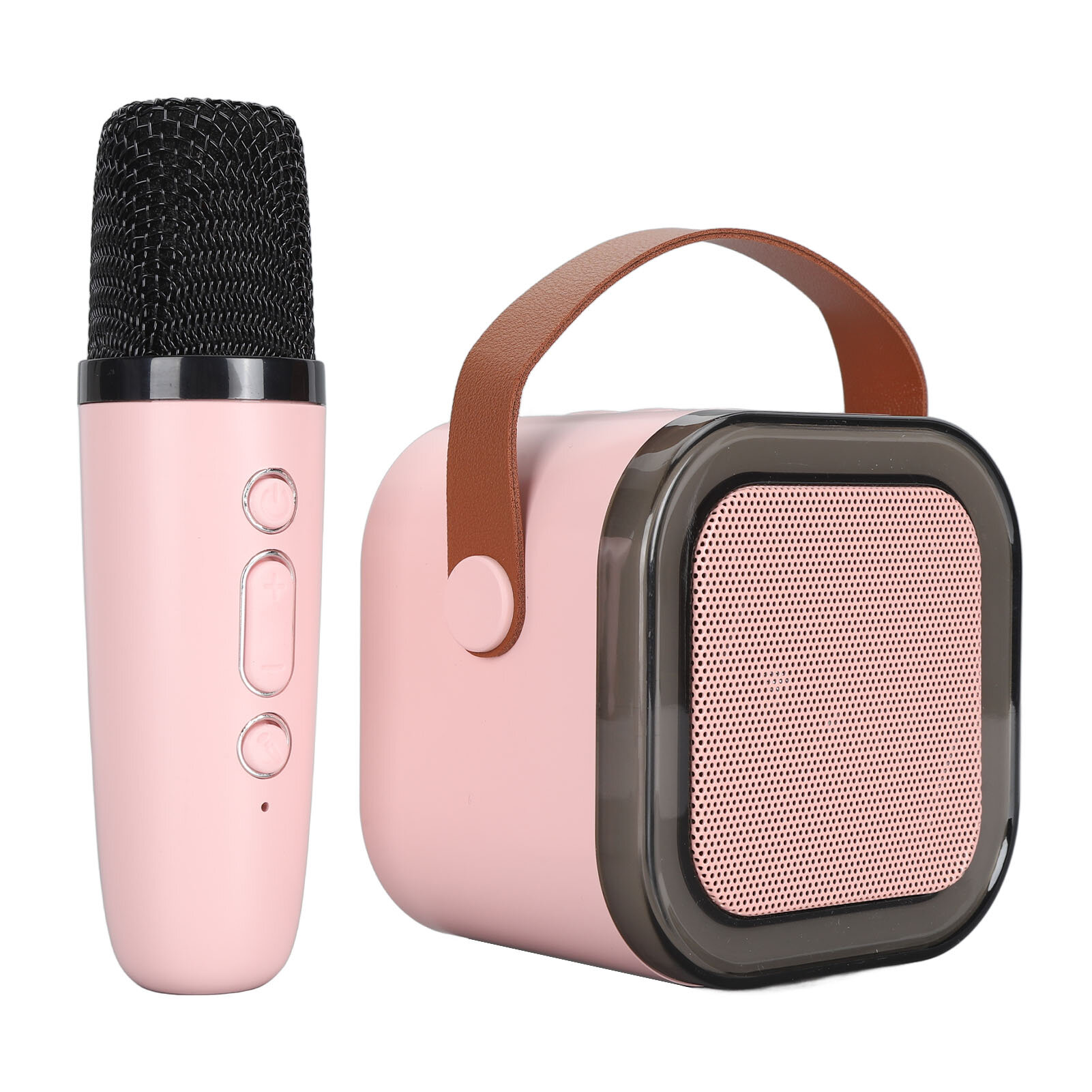 Портативная караоке-машина с динамическими LED-осветлением, небольшим -колонком и микрофоном для детей в возрасте 4-12 лет и взрослых, розовый цвет
