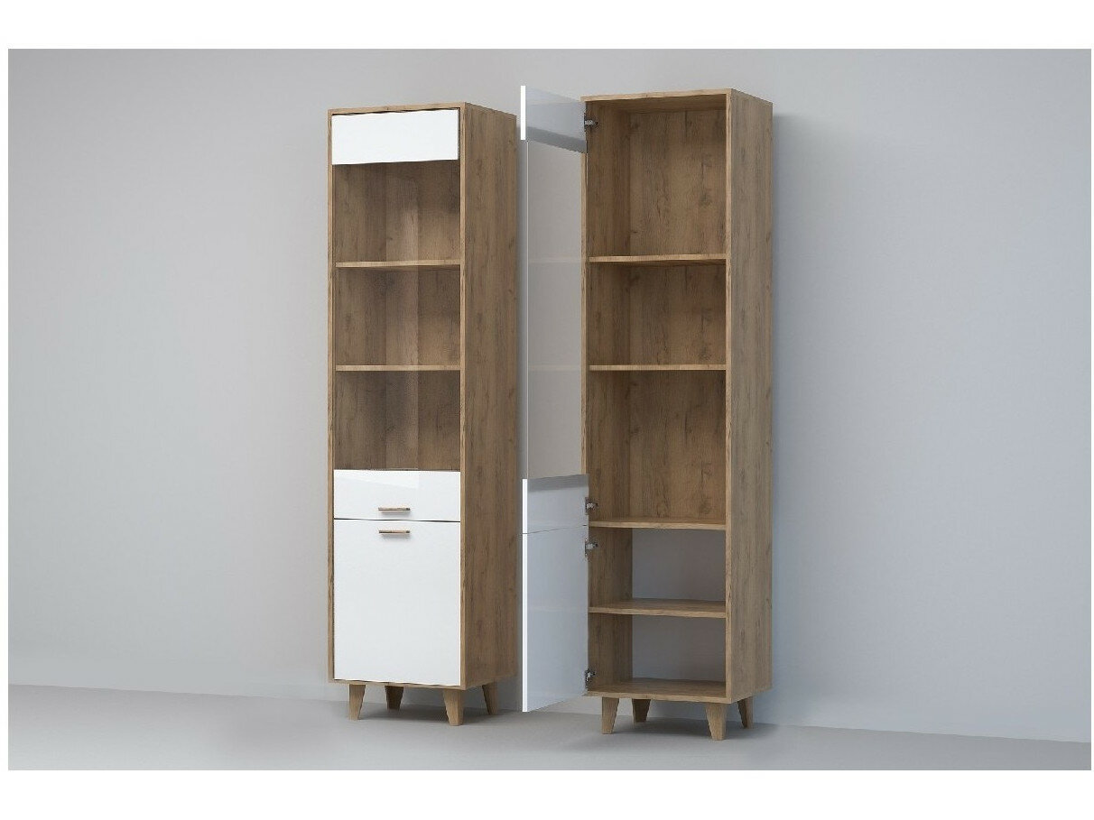 Пенал ПС-1 НГ, в скандинавском стиле, Глянец Белый/Крафт золотой