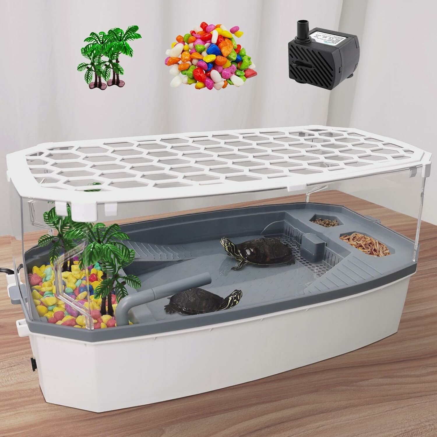 Акватеррариум с крышкой и фильтром для черепах – безопасный дом для питомца