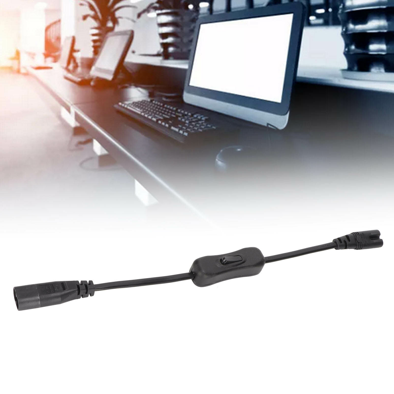 Кабель IEC 320 C8 к IEC 320 C7 Мужской к Женской Расширение Питания Адаптер с Выключателем для Настольной Лампы 100‑250V 0.98ft Длина 0. Материал ПВХ Проводник Чистой Медали Мощность 1500W