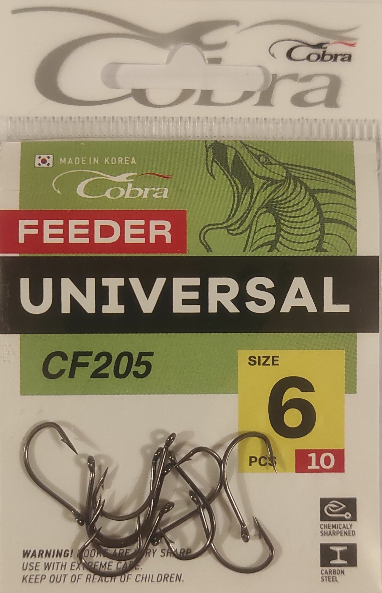 Крючки Cobra FEEDER UNIVERSAL CF205 , разм. 6, одинарные , 10шт.
