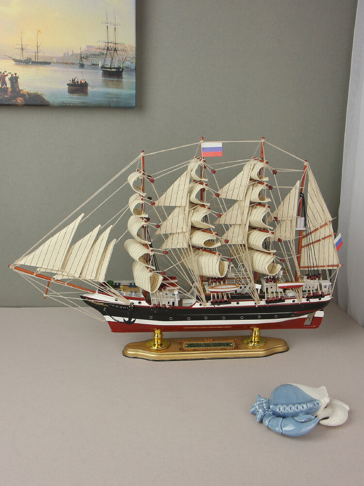 Модель парусника METEOR LIGHTS "Седов", коллекционная, деревянная, в коричневом цвете