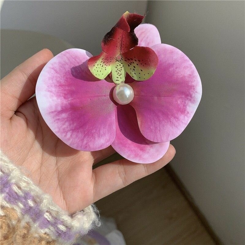 Сладкая розовая заколка для волос Phalaenopsis женщин 2025 года, новый стиль, атмосферная фотография, в виде утки, весенне-летний боковой зажим, аксессуар