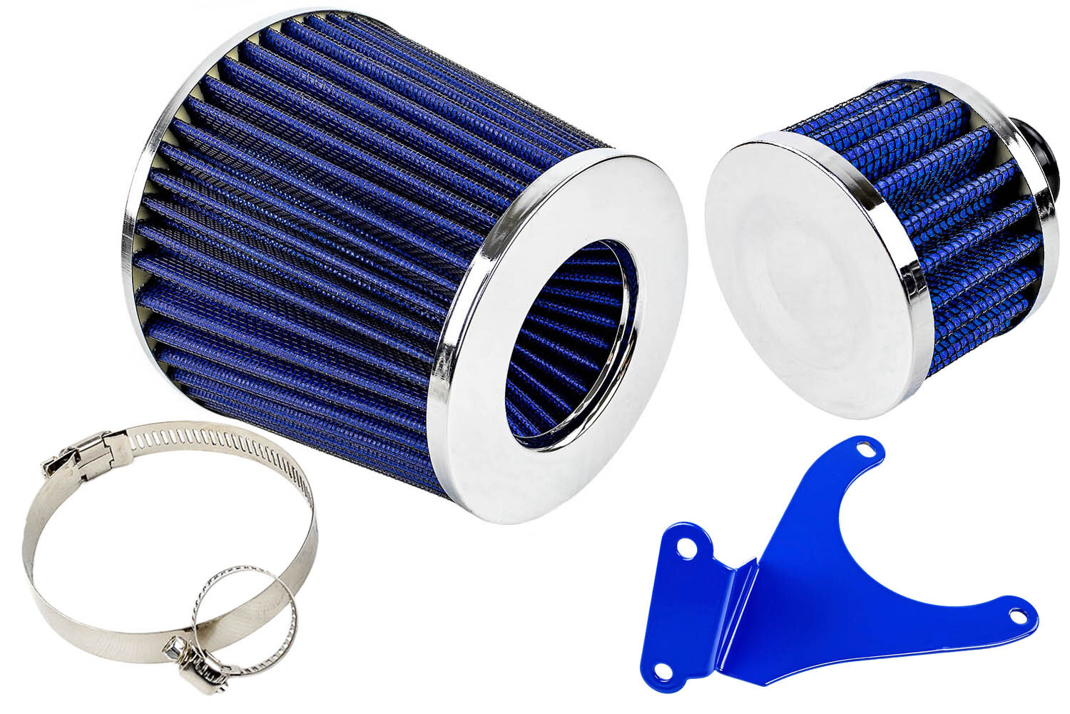 Синие фильтры нулевики воздушный и картерный с кронштейном на 16кл ВАЗ 2110-2113, 14 Супер-Авто, Гранта, Калина, Приора