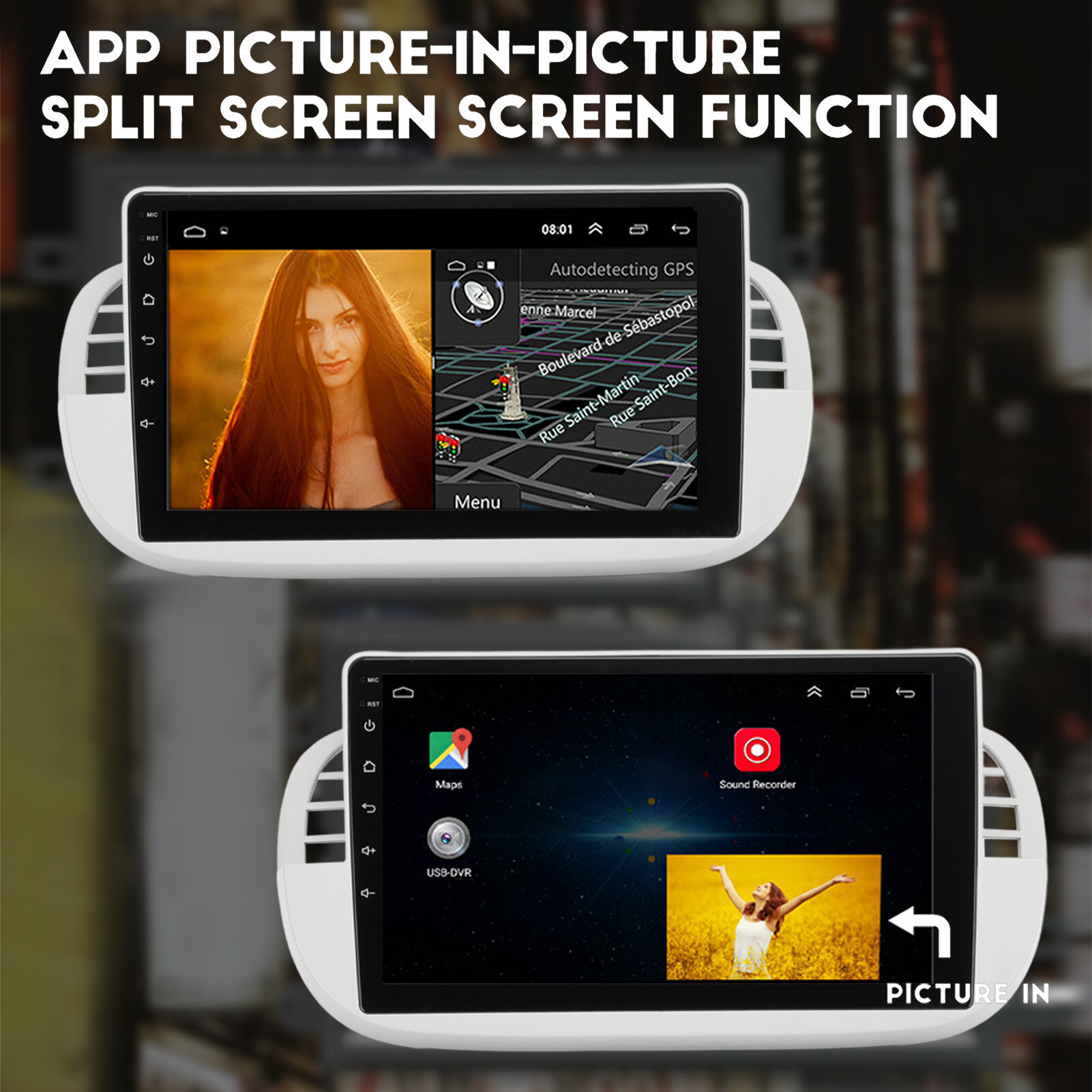 9-дюймовый автомобильный стереомагнитола для Android, беспроводная навигация CarPlay GPS, сенсорный экран, замена мультимедийного проигрывателя для Fiat 500, 2 ГБ ОЗУ, 32 ГБ ПЗУ