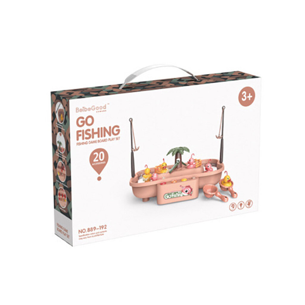 Детская светомузыкальная платформа для рыбалки, розовая, 6 уток