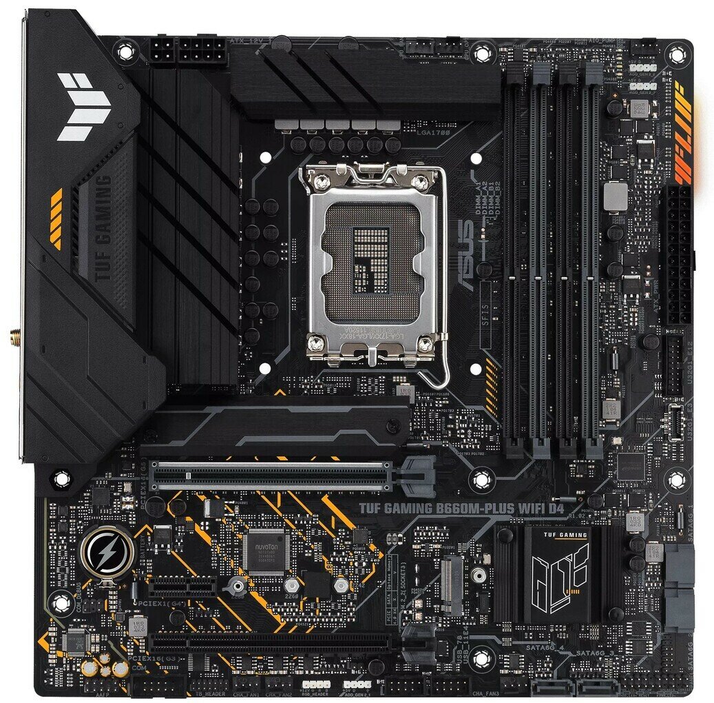 Материнская плата ASUS TUF GAMING B660M-PLUS WIFI D4 (TUF GAMING B660M-PLUS WIFI D4) - LGA 1700, Intel B660, 4хDDR4-3200 МГц, 2хPCI-Ex16, 2хM.2, Micro-ATX