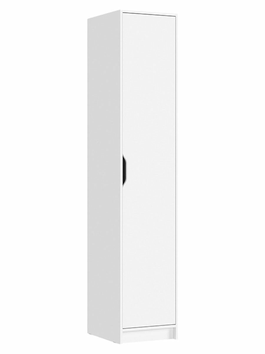 Распашной шкаф-пенал для одежды и хранения вещей детский Руна с полками, со штангой, 40х50х210 см, Белый