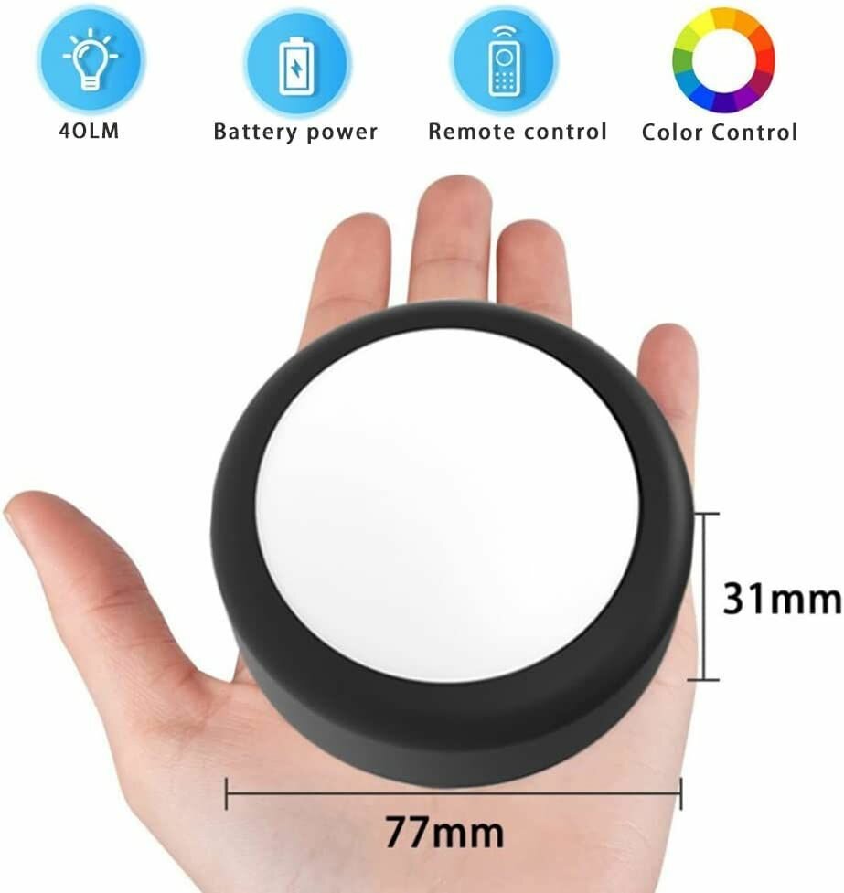 Беспроводные светодиодные лампы 16 цветов с дистанционным управлением, на батарейках, с диммером и таймером, отлично подходят для шкафа, спальни, под шкафом