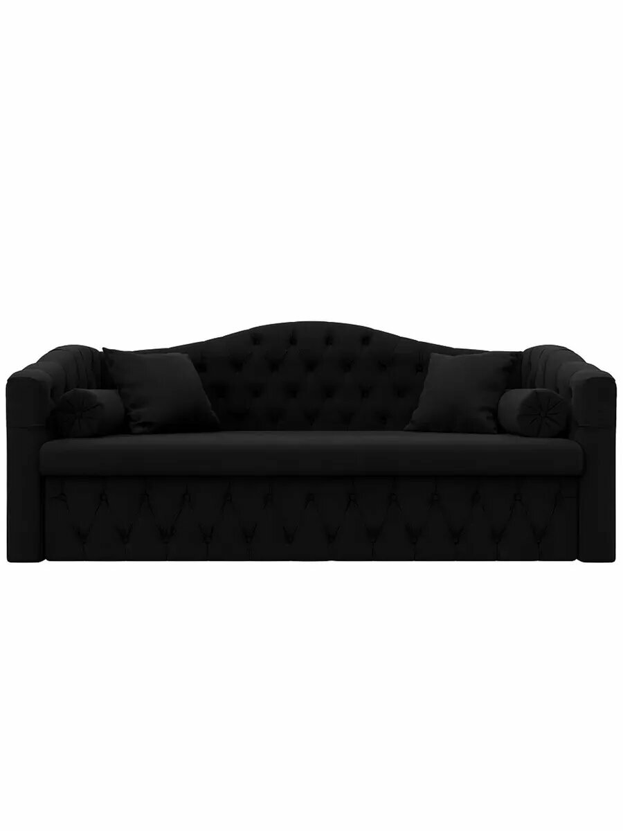 Диван детский прямой Диана со спальным местом 130х190 см, микровельвет черный