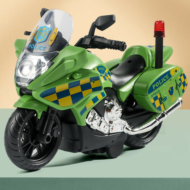 Мотоцикл police из сплава с мигающими огнями и музыкой для детской игры пластик зеленый