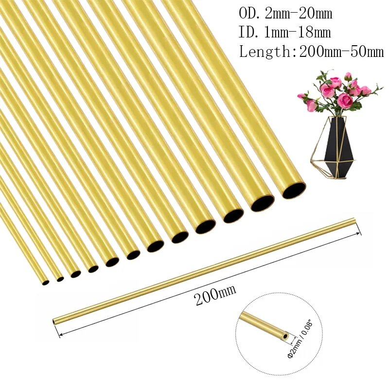 Латунная трубка 2-20 мм OD 500 мм 4x3x200mm