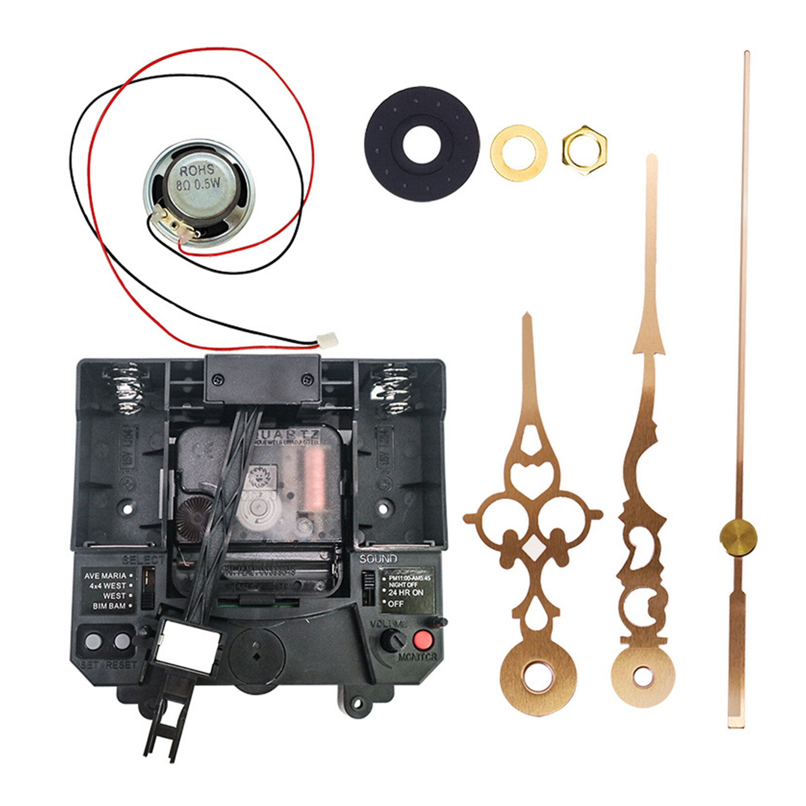 Настенный кварцевый маятниковый часовой механизм с длинным валом Музыкальная шкатулка DIY Ремкомплект для ремонта часовой стрелки