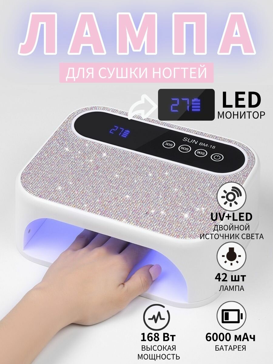 Маникюрная УФ-лампа для отверждения/ маникюра и сушки ногтей с таймером и датчиком