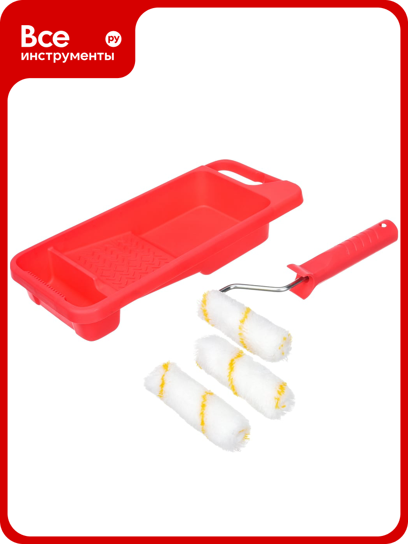 Малярный набор VIRTUS ванночка малярная, ручка, 3 мини-валика, полиакрил,