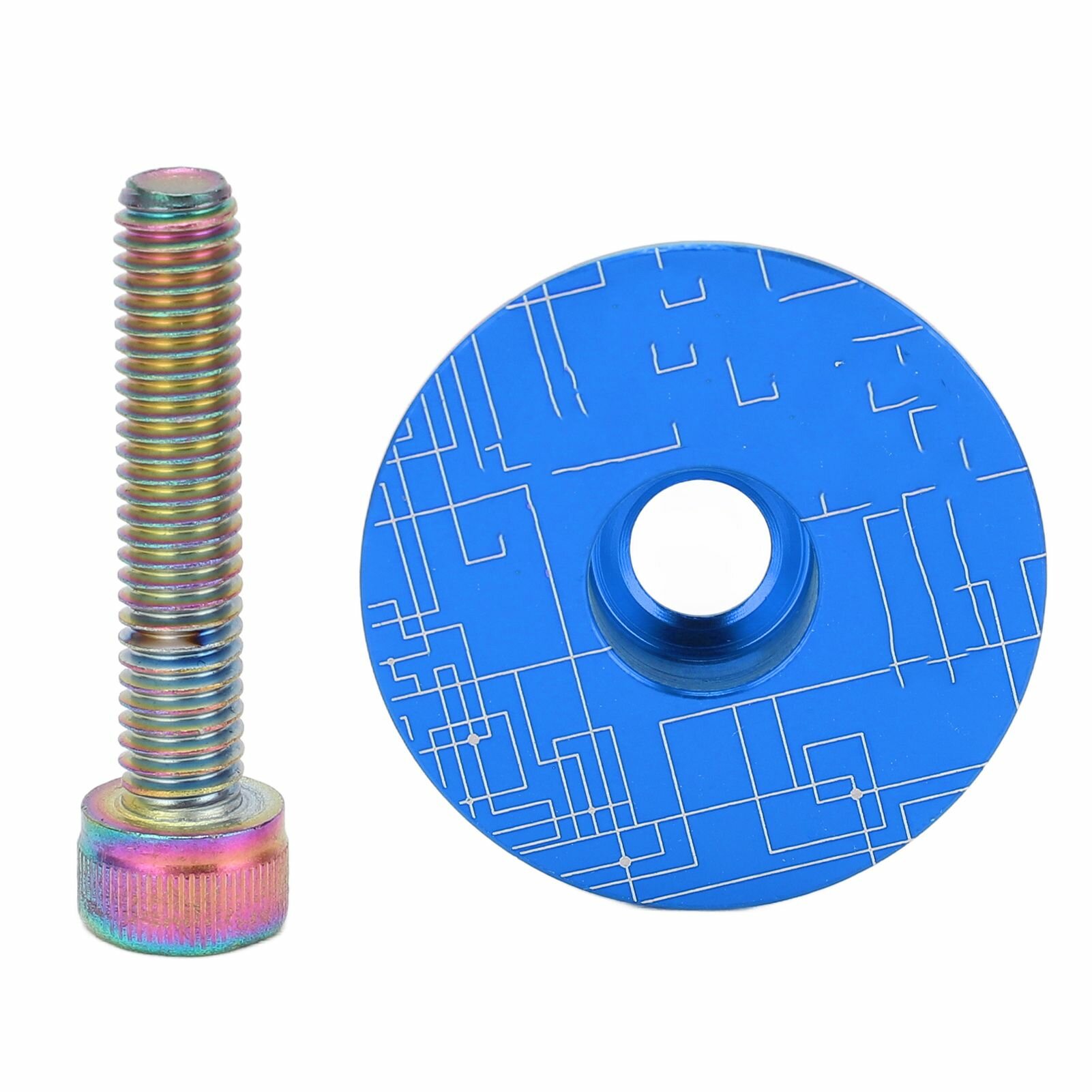 Верхняя крышка для рулевой колонки из алюминиевого сплава с болтами, верхняя крышка для выноса руля горного велосипеда, прочная синяя отделка