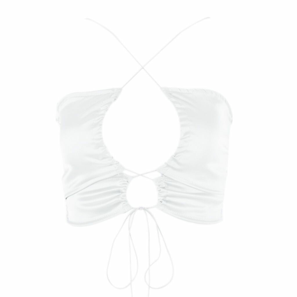 Новый европейский и американский женский сексуальный кардиган с нерегулярной шнуровкой, облегающий грудь-белый-L