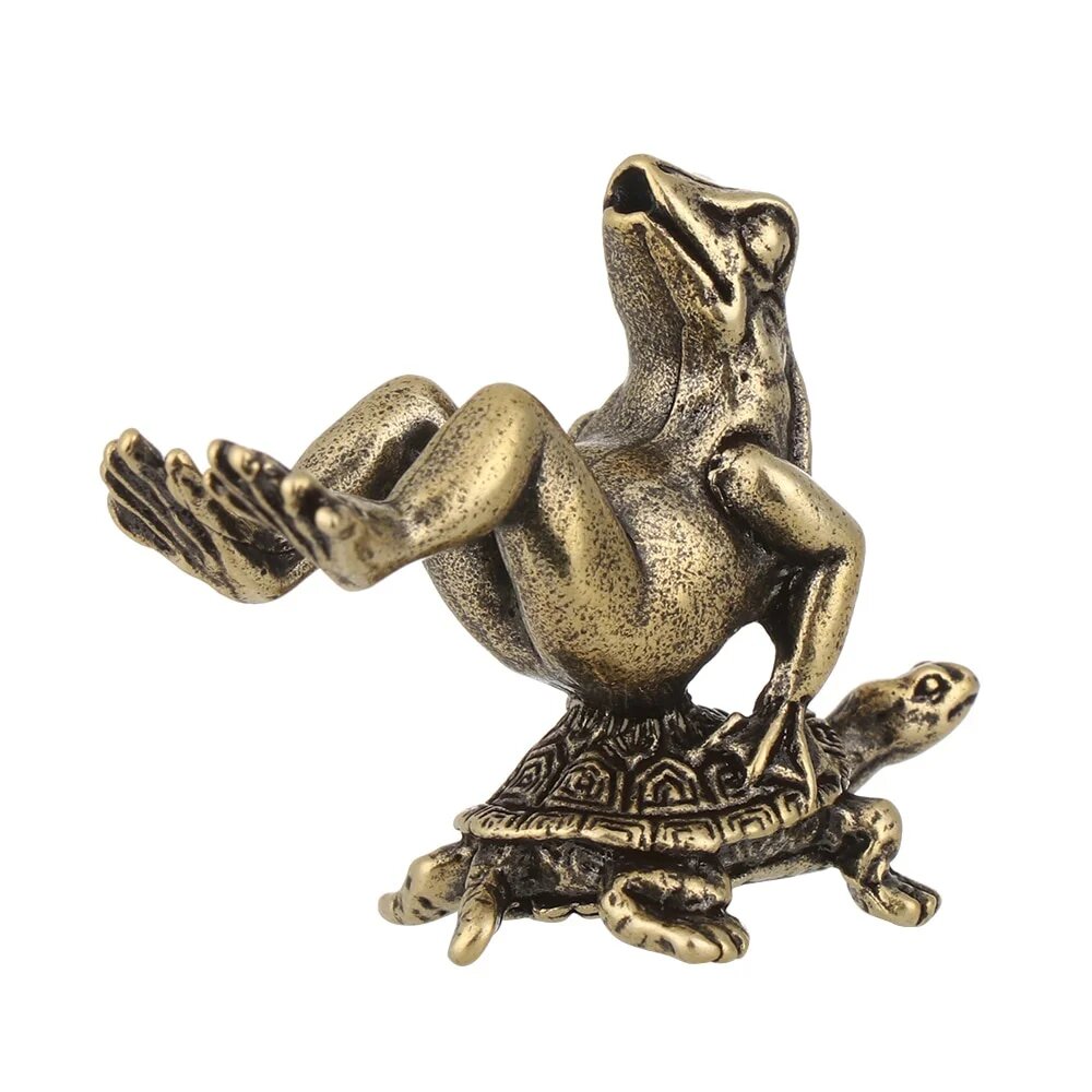 Статуэтка лягушки на черепахе, медная, turtle frog figurine