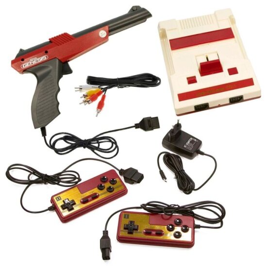 Игровая приставка Retro Genesis 8 Bit Lazergun + 450 игры (модель: C-56, Серия: C-50, AV кабель, 2 проводных джойстика + пистолет Заппер)