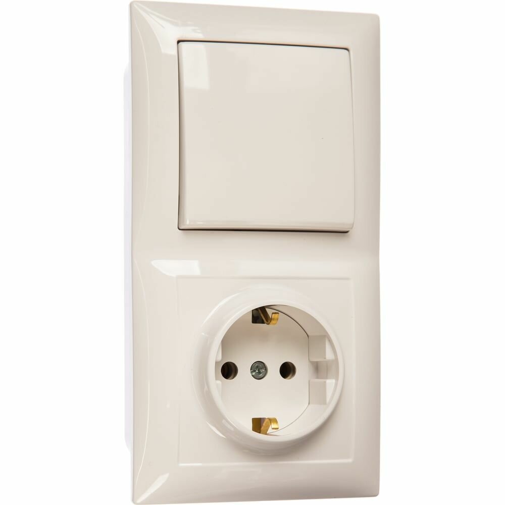 Блок СП БКВР-411 Селена (1-кл. выкл. + розетка с заземл.) бел. Кунцево 8207