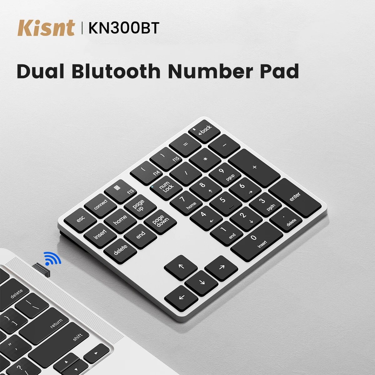 Цифровая клавиатура Kisnt Bluetooth для ноутбука, беспроводная перезаряжаемая цифровая клавиатура, 34 клавиши, внешняя цифровая клавиатура, портативная 10-клавишная USB-клавиатура