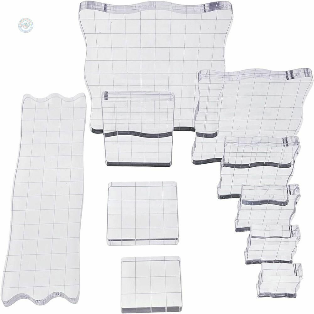 Набор прозрачных акриловых штампов 10 шт. с линиями сетки для точного позиционирования и творчества