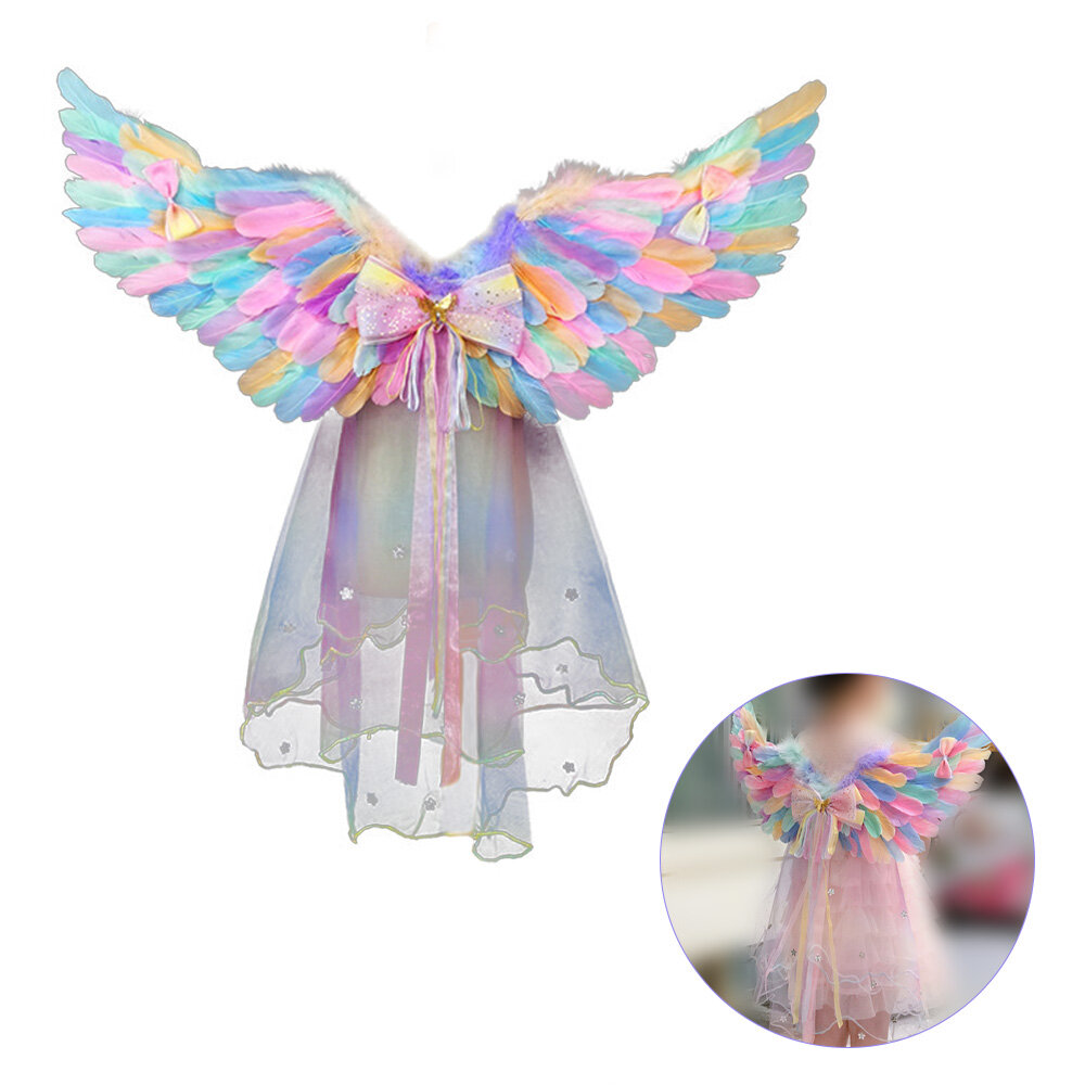 Костюм на Хэллоуин, костюм дьявола-ангела, реквизит для косплея на Хэллоуин, детское карнавальное платье с перьями и крыльями для карнавала на Хэллоуин, аксессуары для косплей-вечеринки