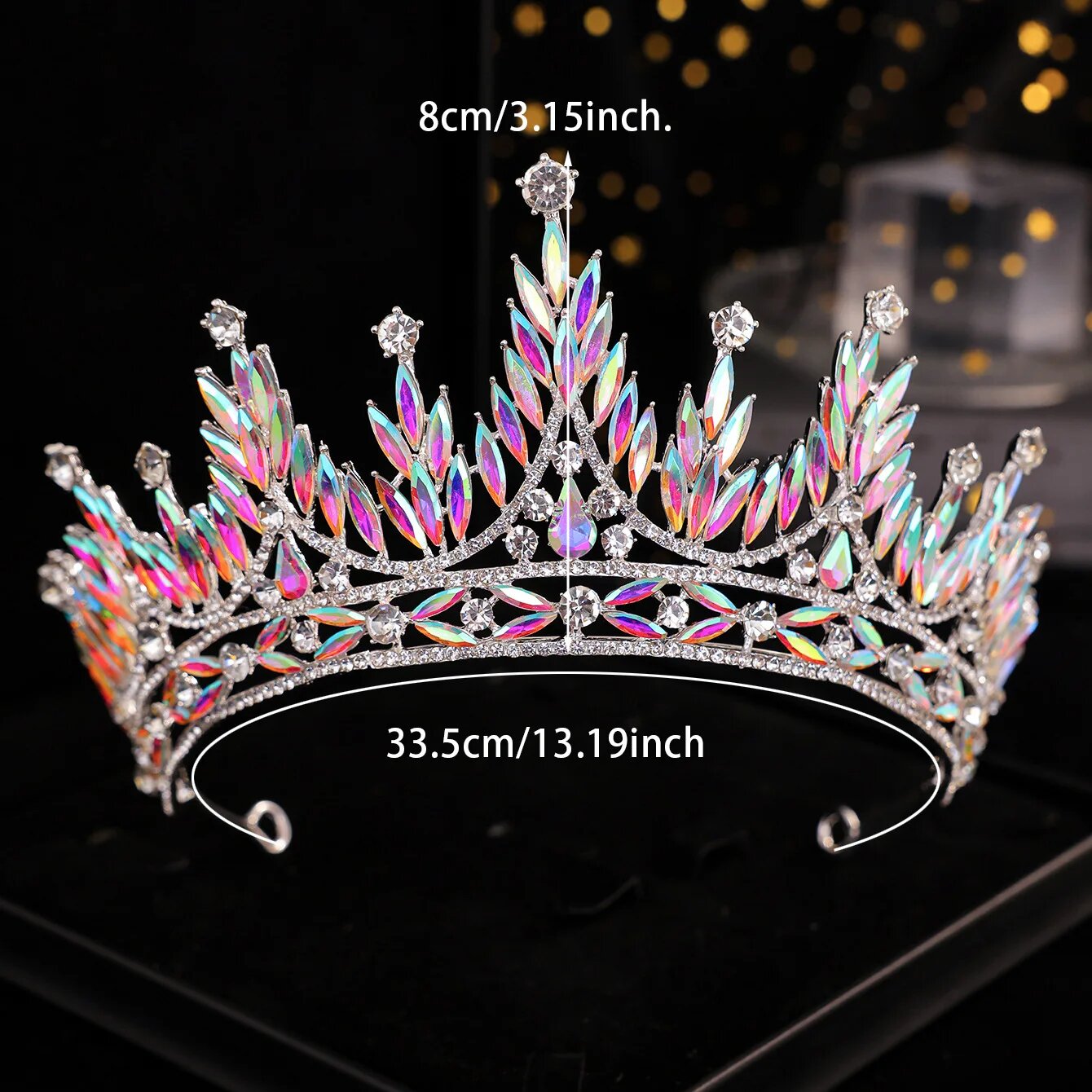 DIEZI Кристальная тиара silver AB, 33.5cm