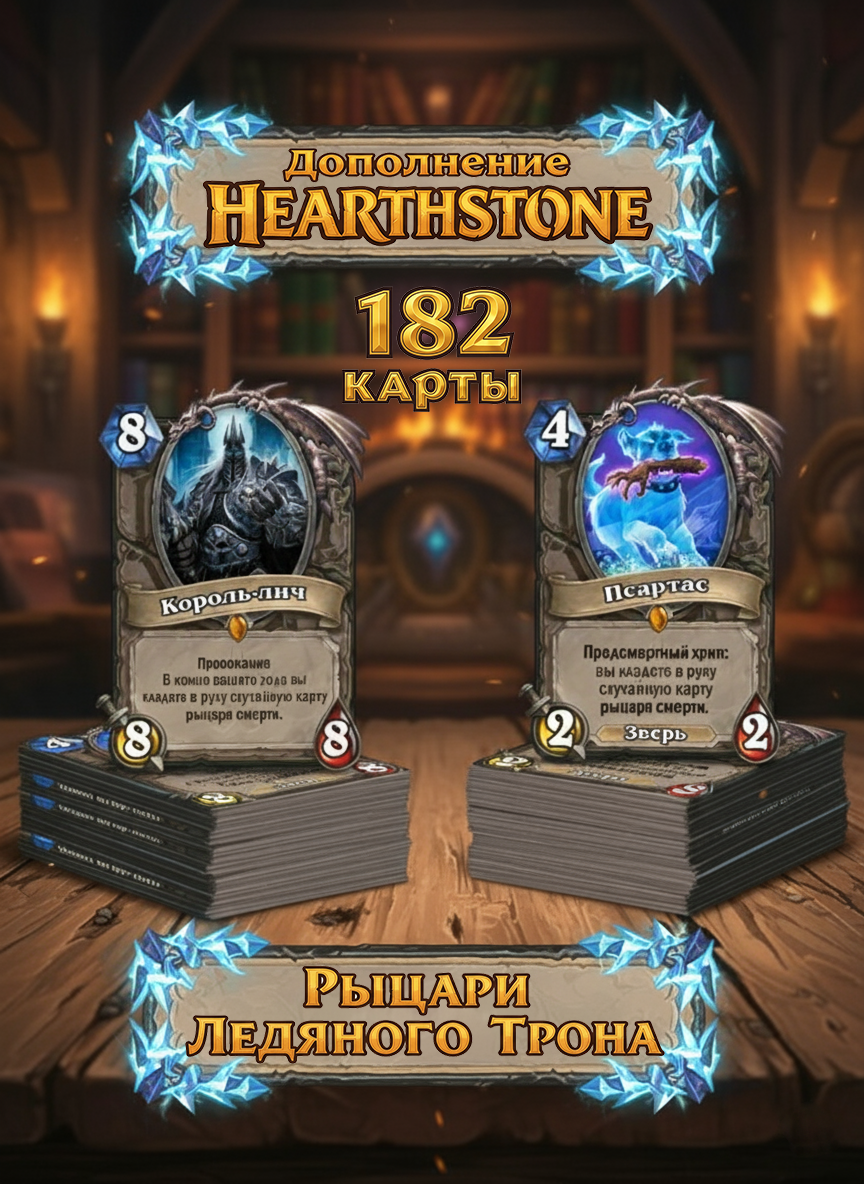 "Рыцари Ледяного Трона", дополнение к настольной игре "Hearthstone", 182 карты