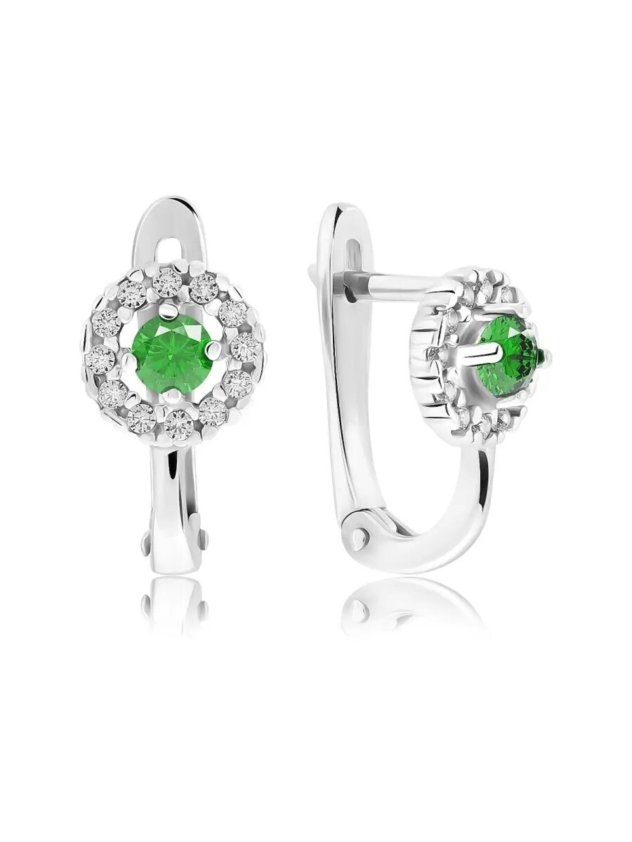 Серьги, серебро, 925 проба, родирование, фианит