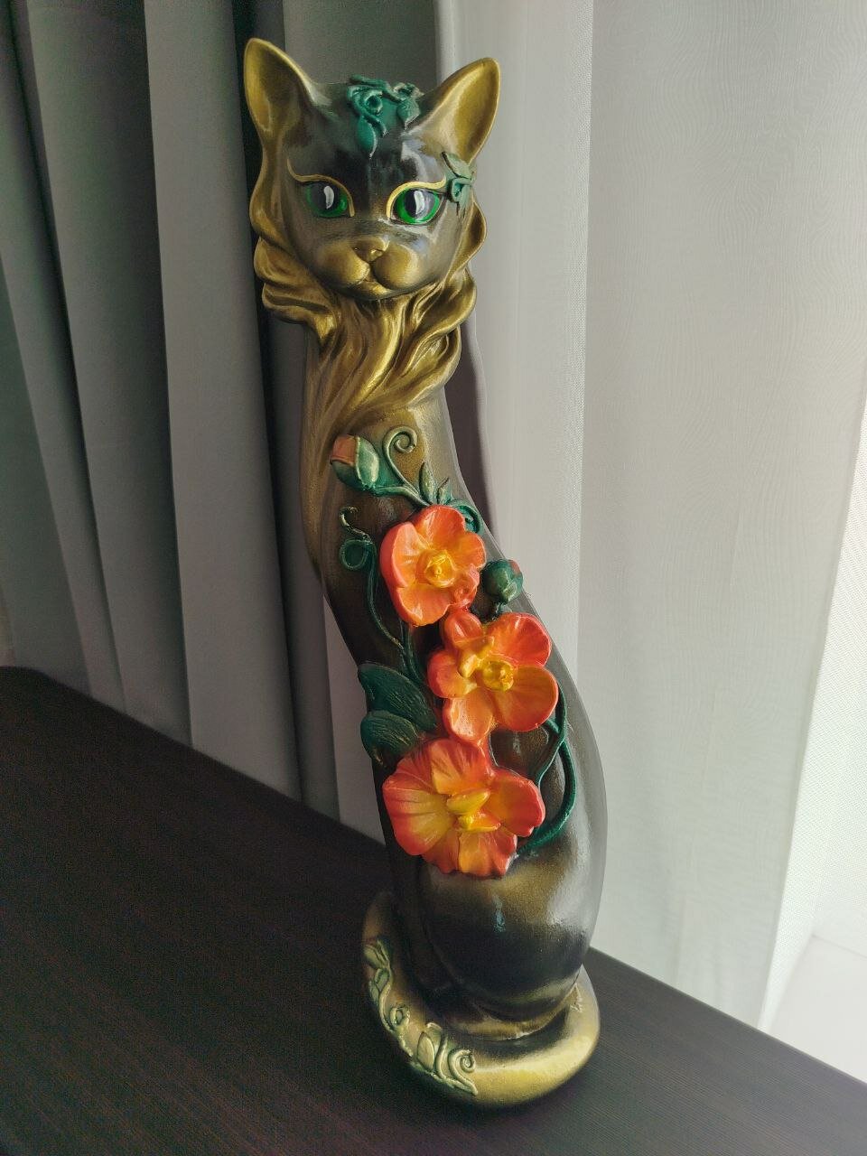 Копилка "Маркиза Орхидея", высокопрочный гипс, 48 см x 18.5 см x 17 см черная с золотом