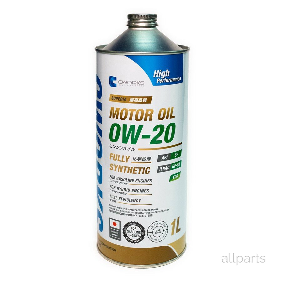 CWORKS A11SR1001 Масло моторное 0W20 CWORKS 1л синтетика SUPERIA MOTOR OIL SP/GF-6A