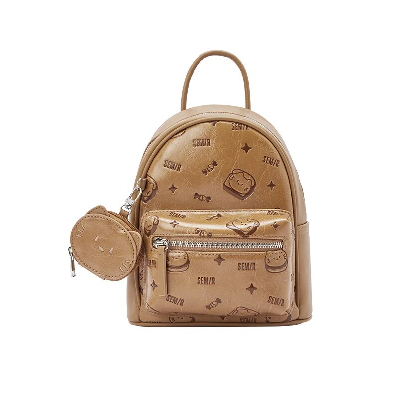 Сумка Semir, женская сумка на двойное плечо, дорожный рюкзак с полным принтом, студенческий brown