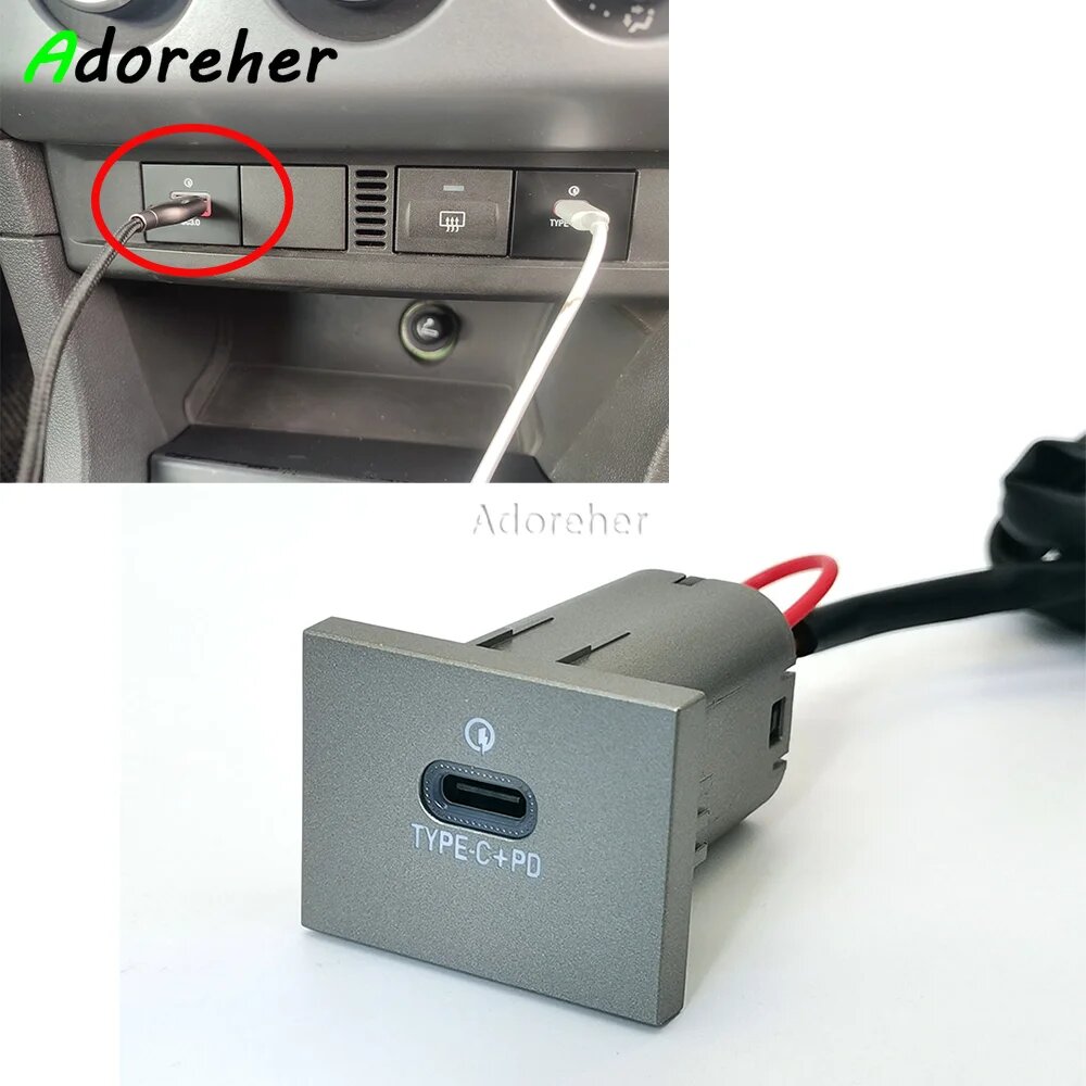 Серебряная USB-розетка для автомобильного зарядного устройства 12 В/24 В, USB-разъем для зарядки, адаптер питания PD Type C для Ford Focus 2 2004-2010 mk2, аксессуары
