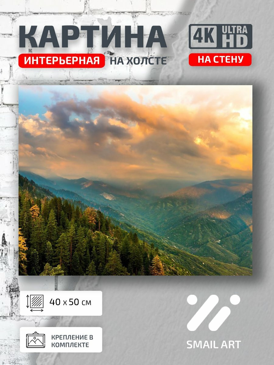 Картина на холсте интерьерная 40 на 50 на стену Деревья Landscape для кафе пейзаж интерьер