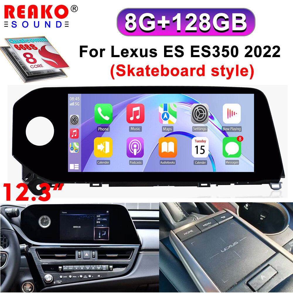 Штатная Магнитола GT668S для for Lexus ES ES350 2022 (Skateboard style (Skateboard style) , с камерой заднего вида. QLED экран 12.3 дюймов, Wifi 2din с сенсорным экраном, usb и блютузом
