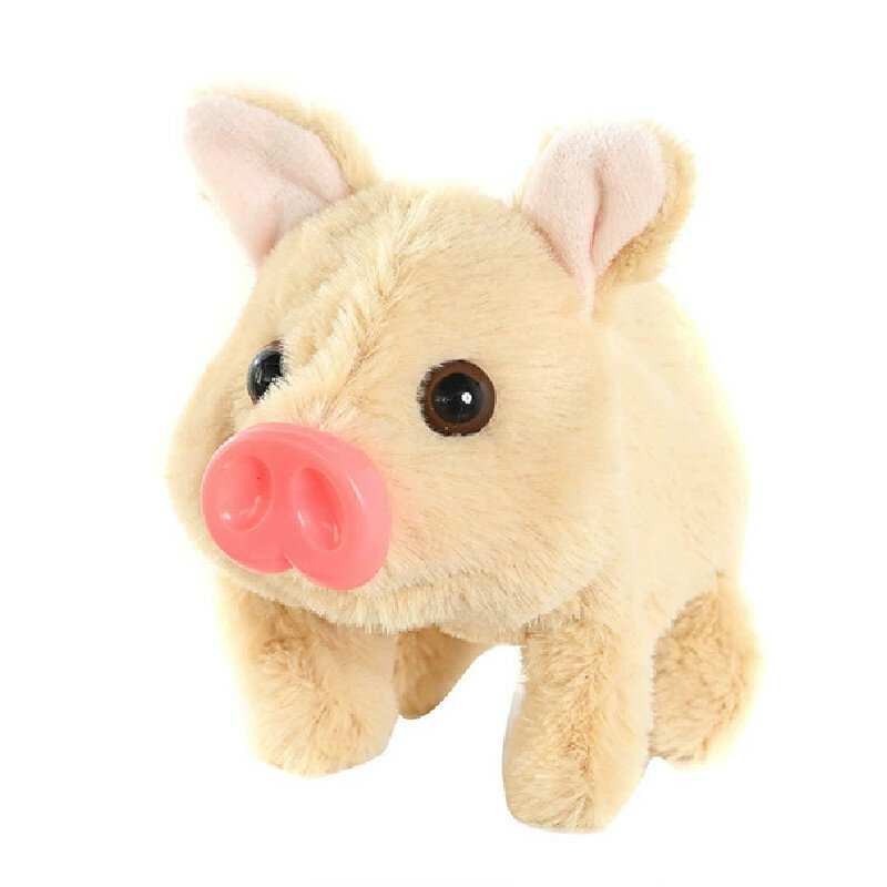 Игрушка мягкая электронная свинья для детей с ползанием и интерактивным звуком brown