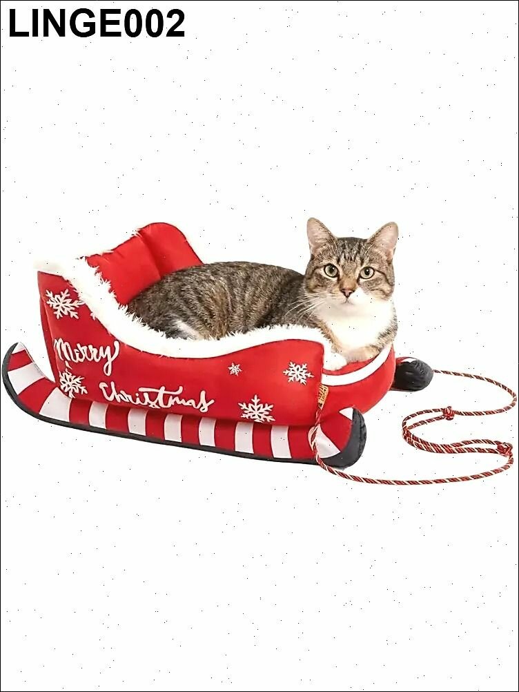 Лежанка-сани для собак, рождественская, теплая, моющаяся
