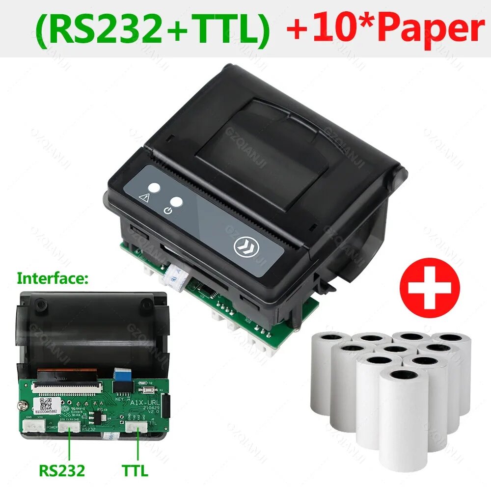 Термопринтер чеков GZQIANJI Thermal Printer RS232 TTL 10Rolls