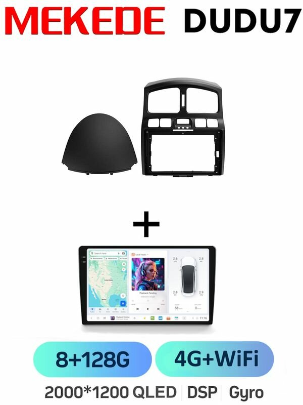 Магнитола Mekede DUDU7 8/128 Gb для Hyundai Santa Fe SM 2000-2012 JAC S1 1 2007-2013 carpay Android