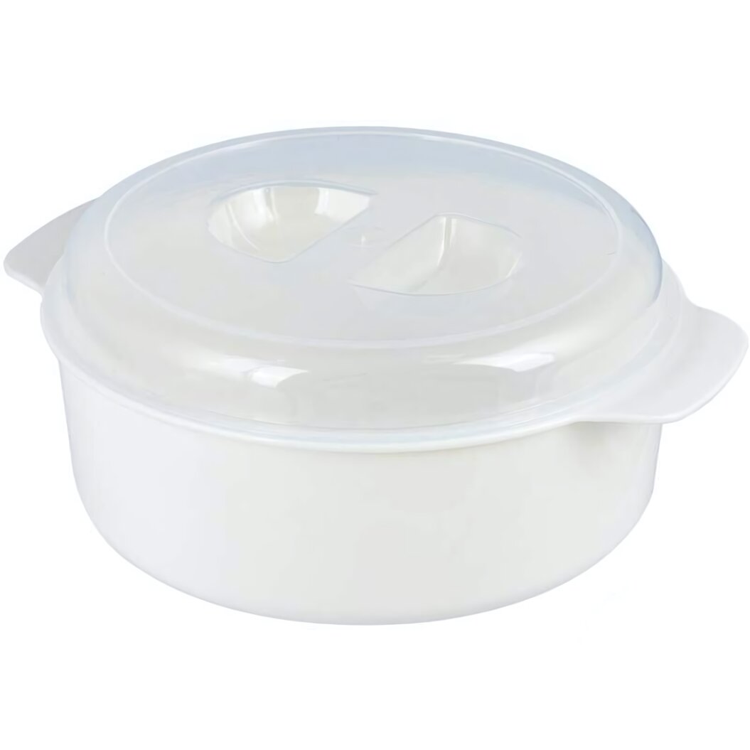 Кастрюля 1,2л для СВЧ с прозрачной крышкой, пластик, легкая и прочная