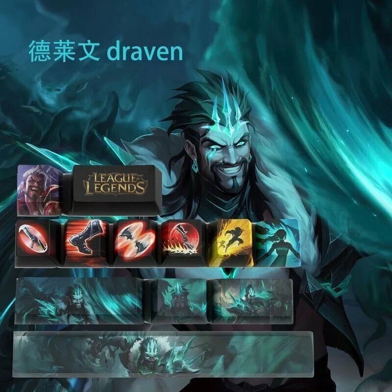 Комплект кейкапов для темы League of Legends / PBT Keycaps 12 Клавиш / Кейкапы для механической клавиатуры